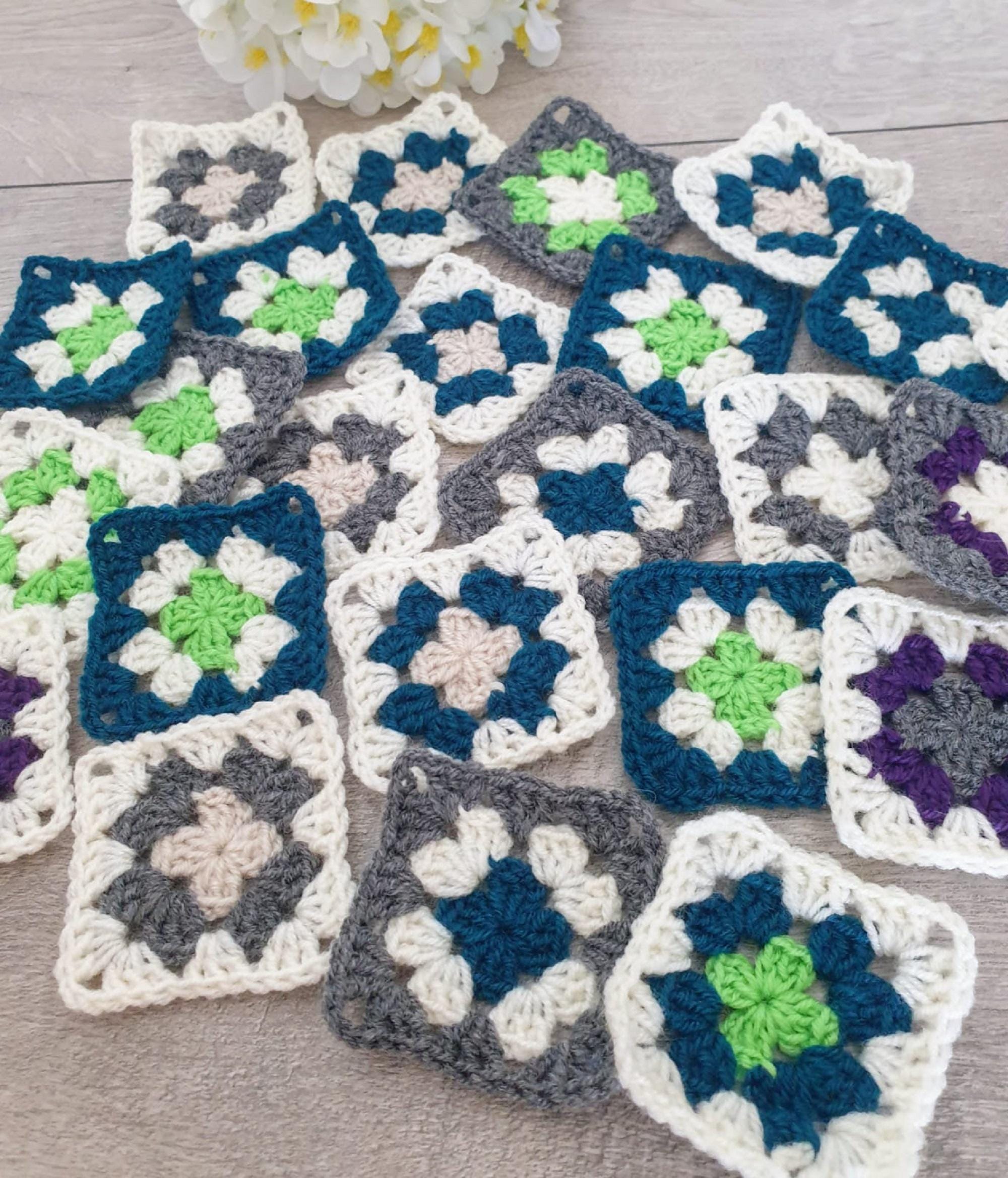 Granny Squares, Set 24pcs.crochet Granny Square, Unblocked Granny Squares, Applique Unblocked ...