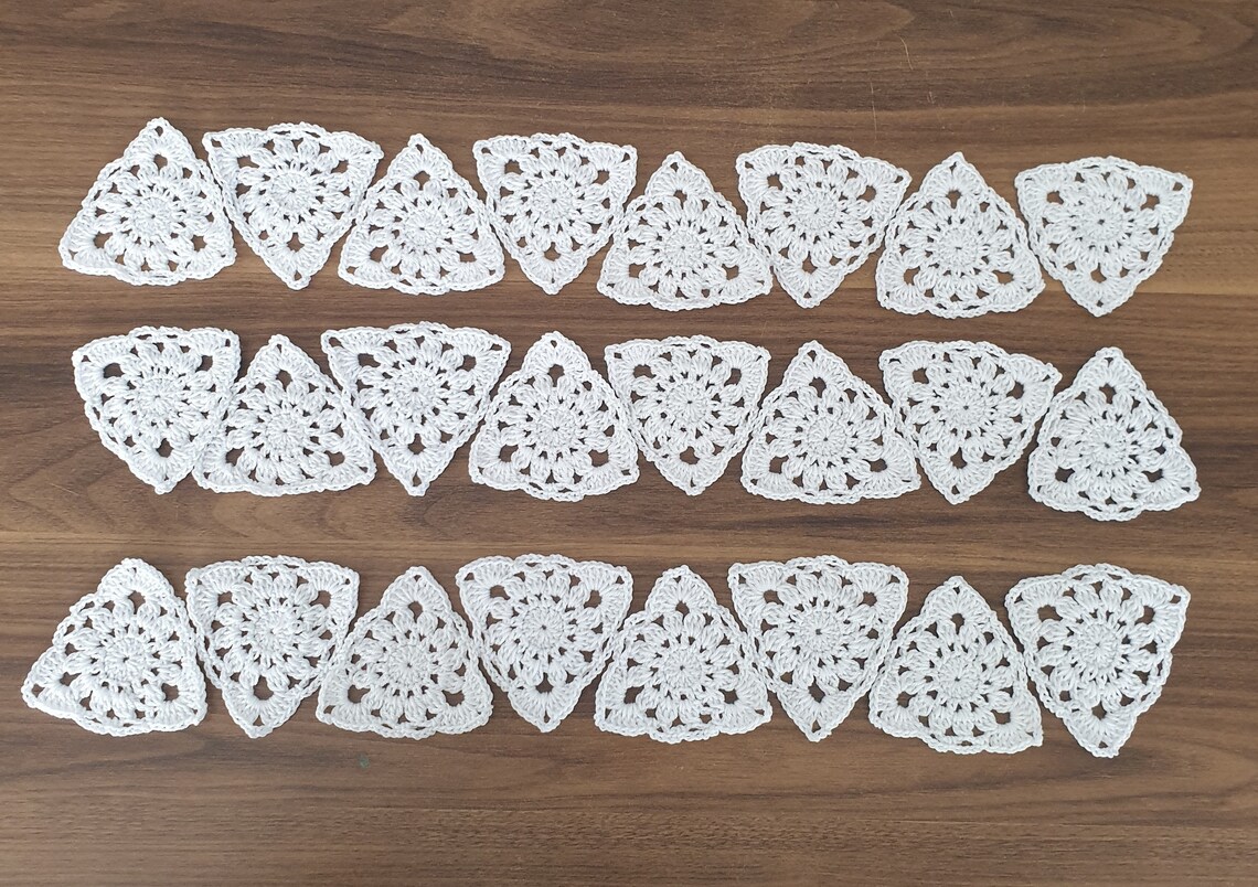 Lot 24pcs Hand Crocheted Doilies, Triangular Motif, Triangle Crochet ...