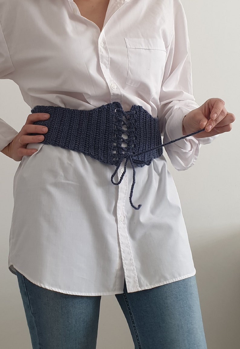 Crochet Corset Belt: Handmade Knitted Wide Waist Tie - Etsy
