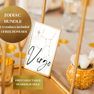 Celestial Zodiac Table Number Template, Celestial Wedding, Astrology ...