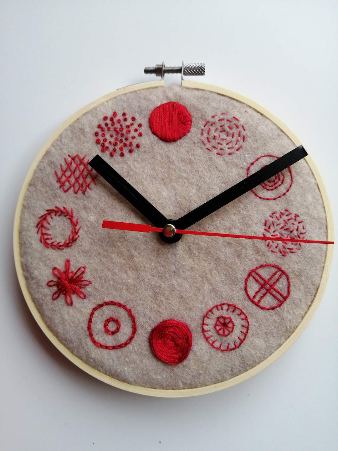 Twelve Stitches Felt Clock Kit - SPICY RED - Etsy