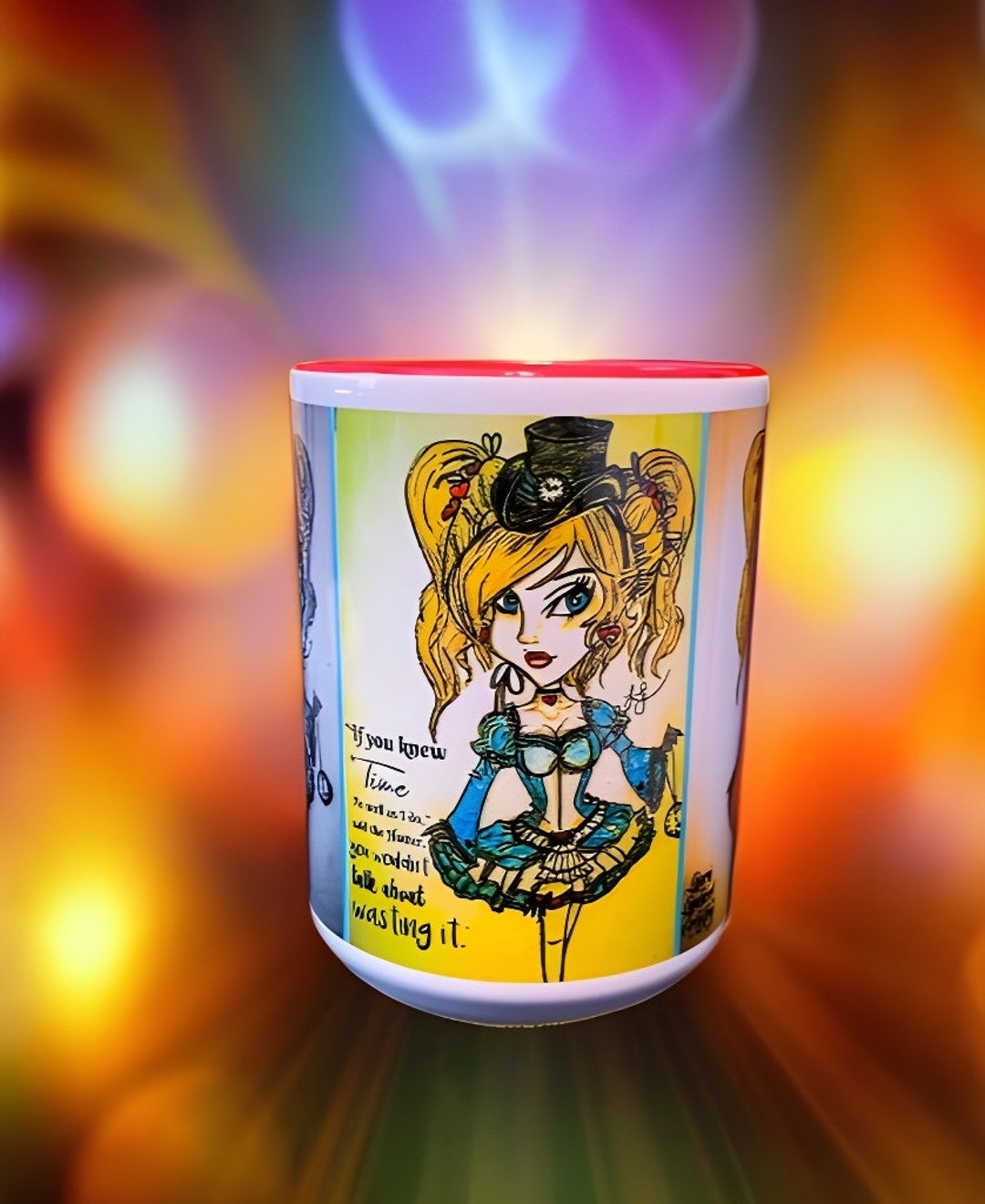 Alice “time” Inspirational Art Statement Mug | Original Hand Drawn Art ...