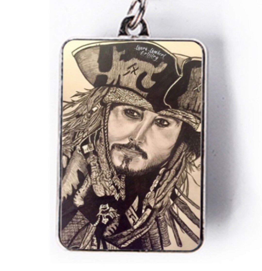 Captain Jack Sparrow | Johnny Depp Inspired Keychain | Hand Drawn Art ...