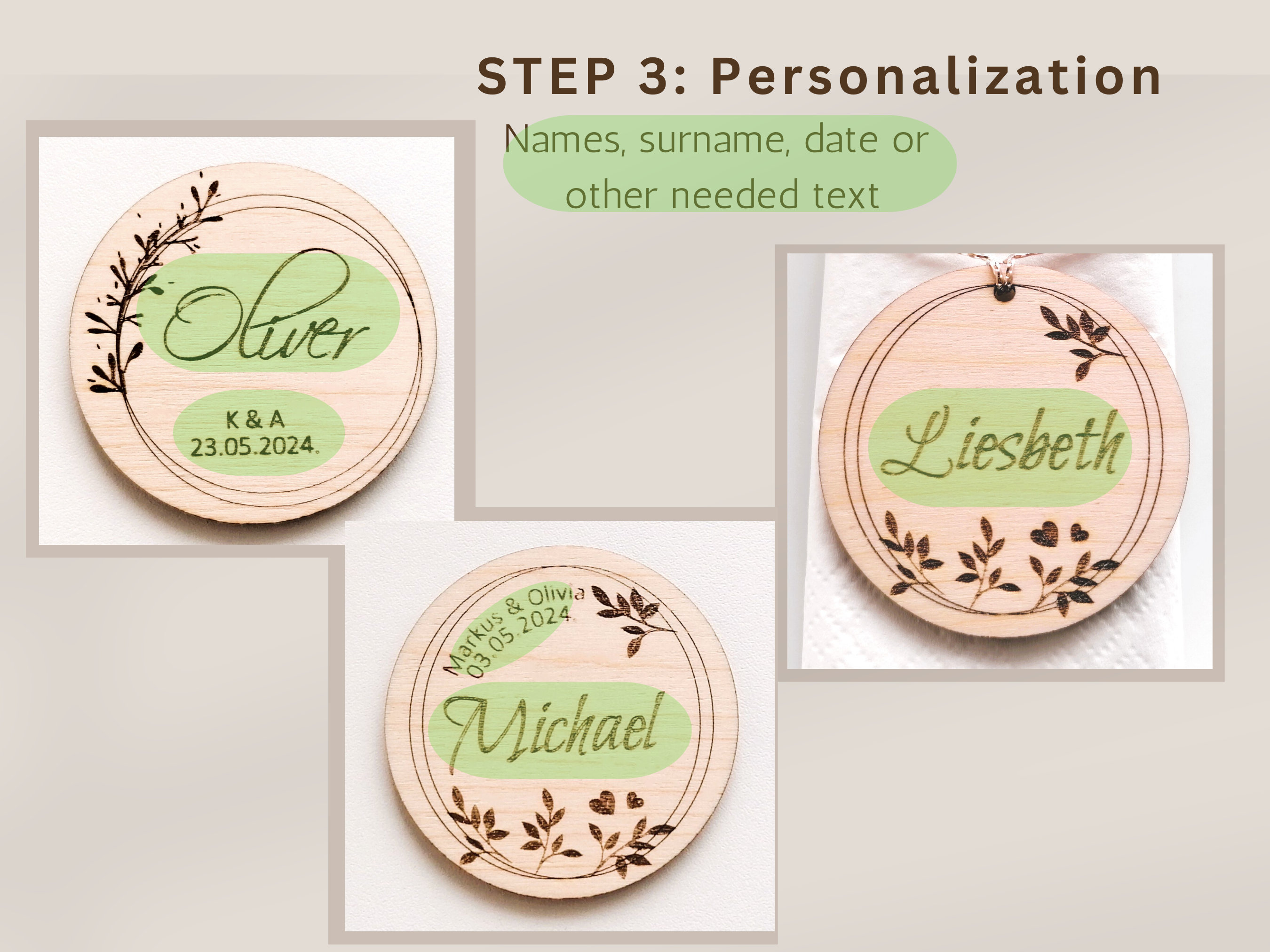 Wood Wedding Guests Favour Sign Custom Name Plates Table Place Card ...