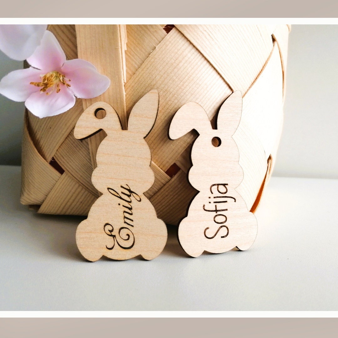 Bunny Easter Tags, Personalised Name Labels, Rabbit Basket Tags ...