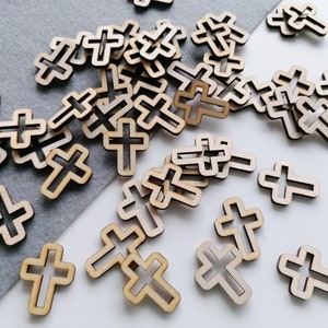 50 Pcs Wooden Crosses Tiny Cross Shape Cutout Laser Cut Small Crosses ...