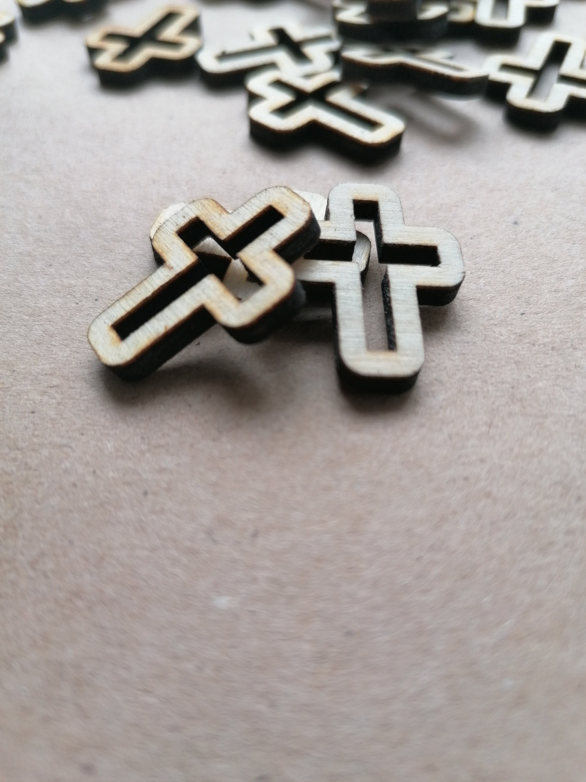 50 Tiny Wooden Crosses Cutouts, Little Hollow Birch Plywood, Blank ...