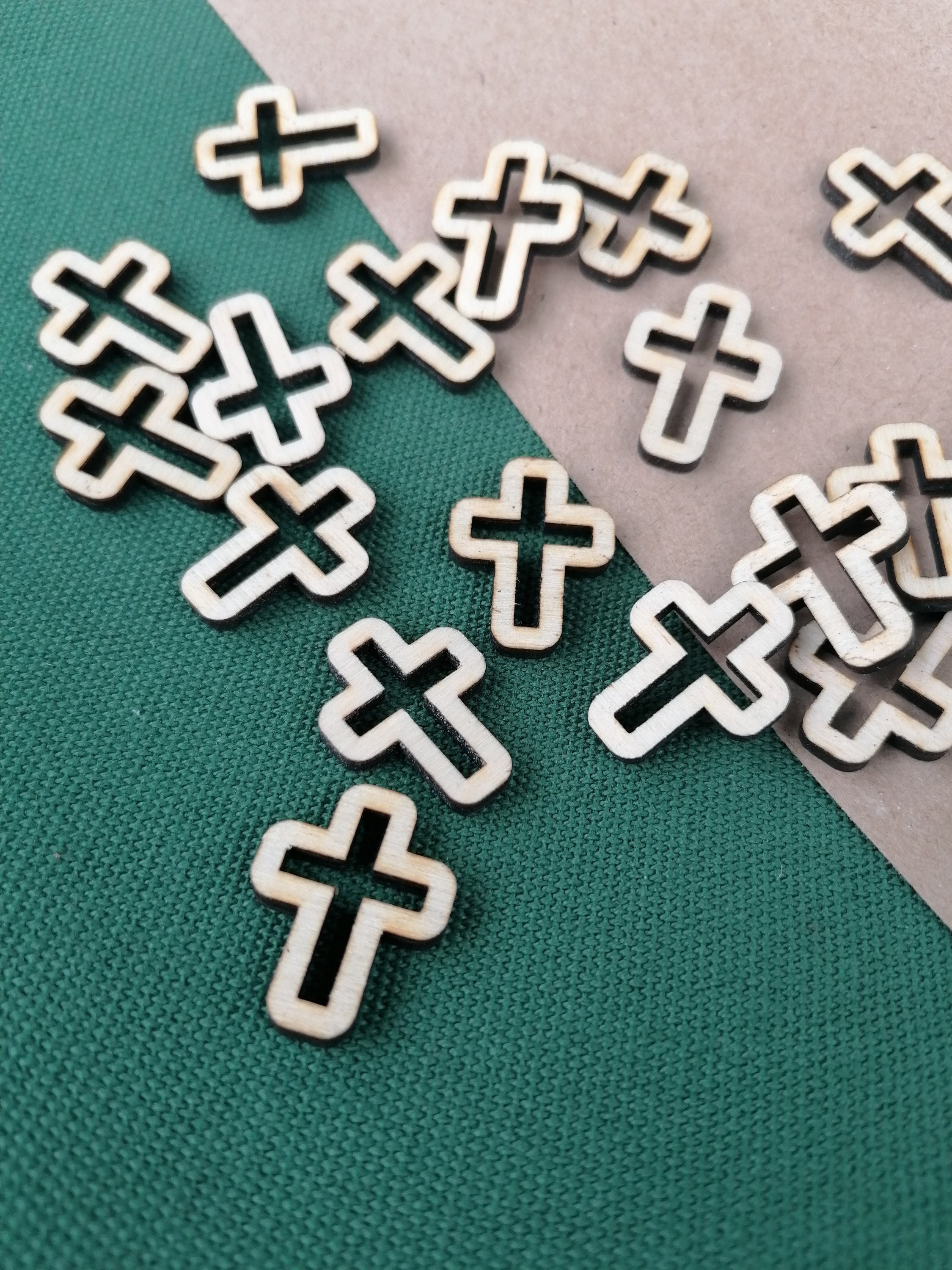 50 Tiny Wooden Crosses Cutouts, Little Hollow Birch Plywood, Blank ...