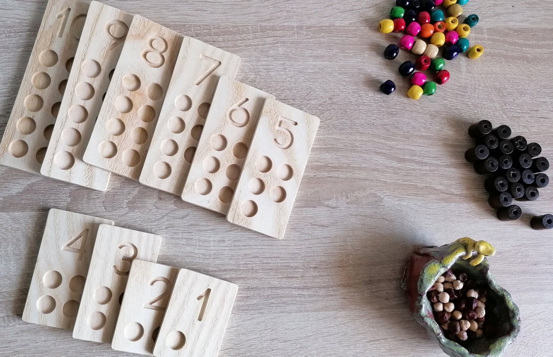 Montessori Waldorf Counting Tracing Boards •wooden 1-10 Math Number ...
