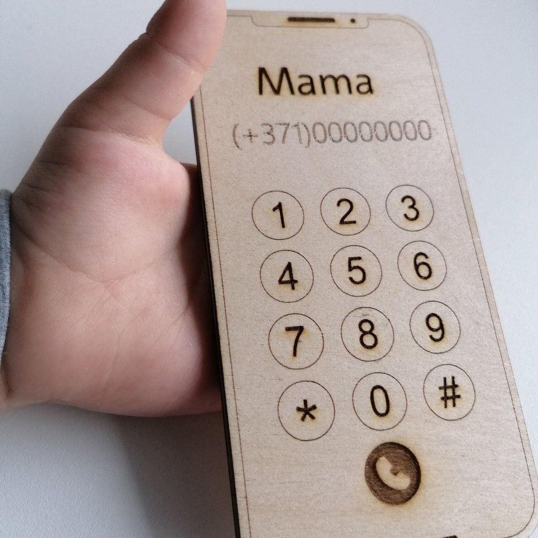 Personalized Wood Phone for Kid Help Learn Numbers, Montessori Child ...