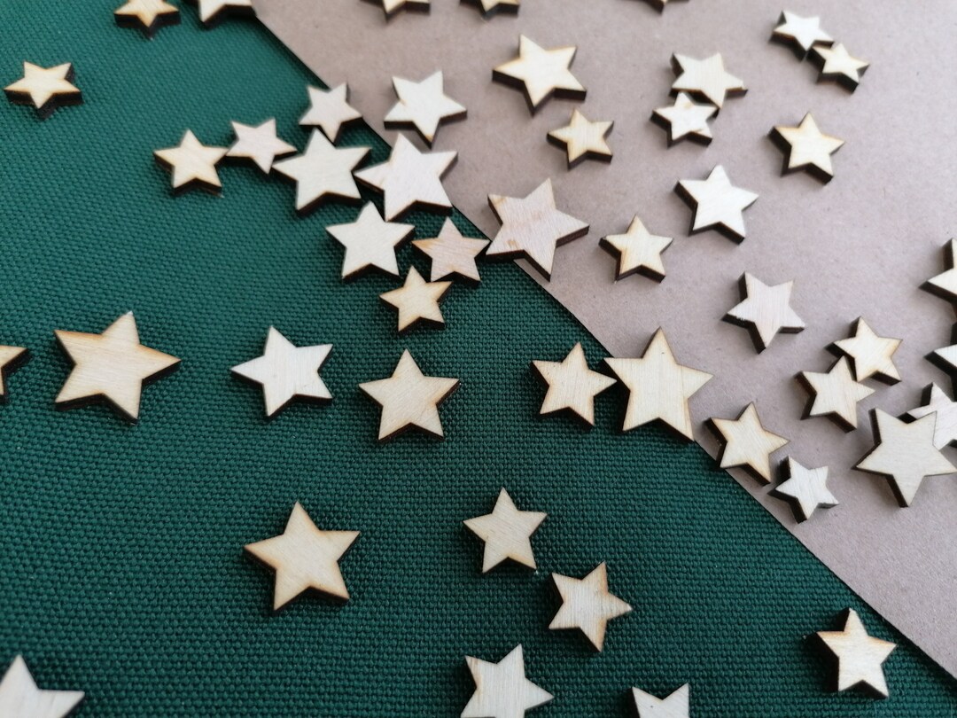 Wooden Tiny 50 Stars for Craft Different Size, Craft Shapes, Star ...