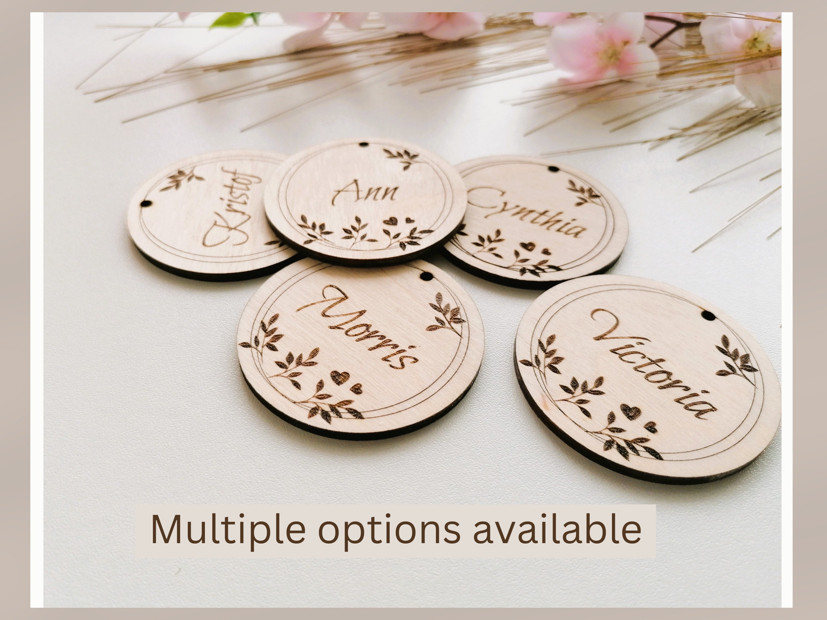 Wood Wedding Guests Favour Sign Custom Name Plates Table Place Card ...