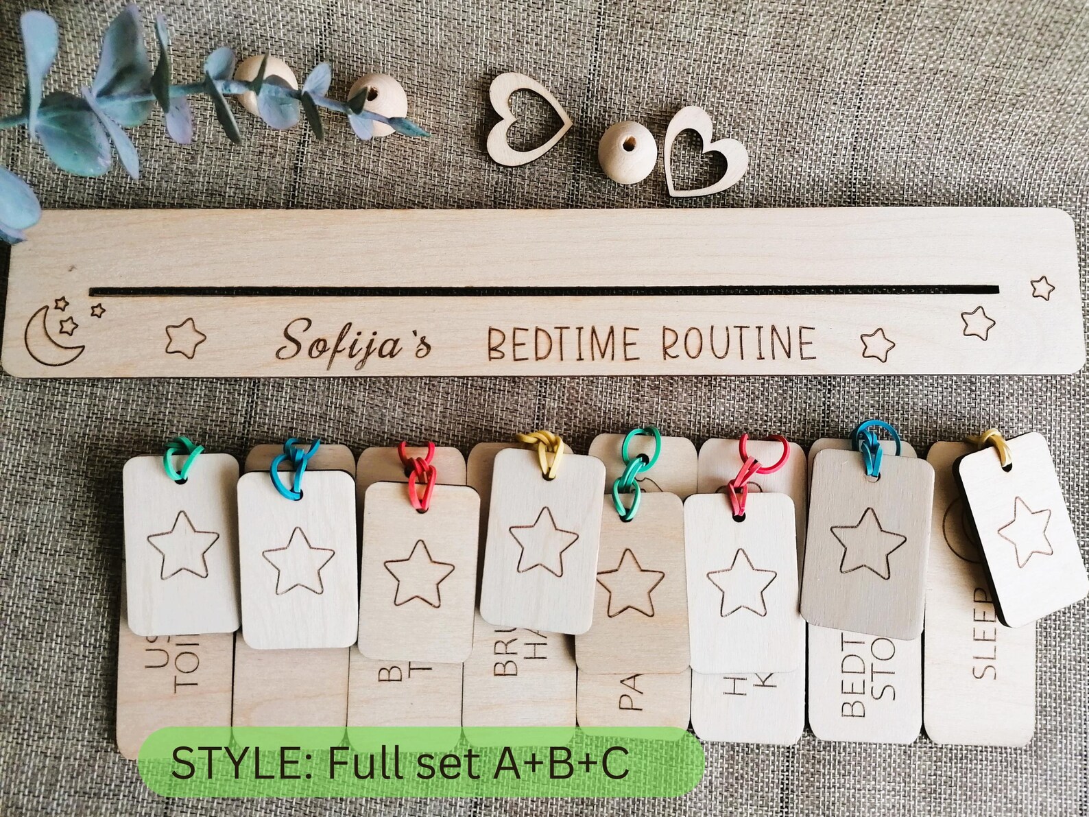 Personalized Bedtime Routine Toddler Chore Chart, Wood Flip Chart, Kids ...