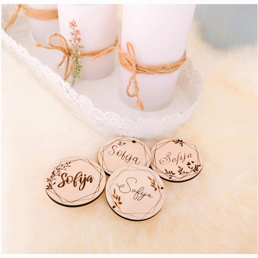 Personalized Wedding Place Cards, Custom Laser Cut Name Tags, Wooden ...