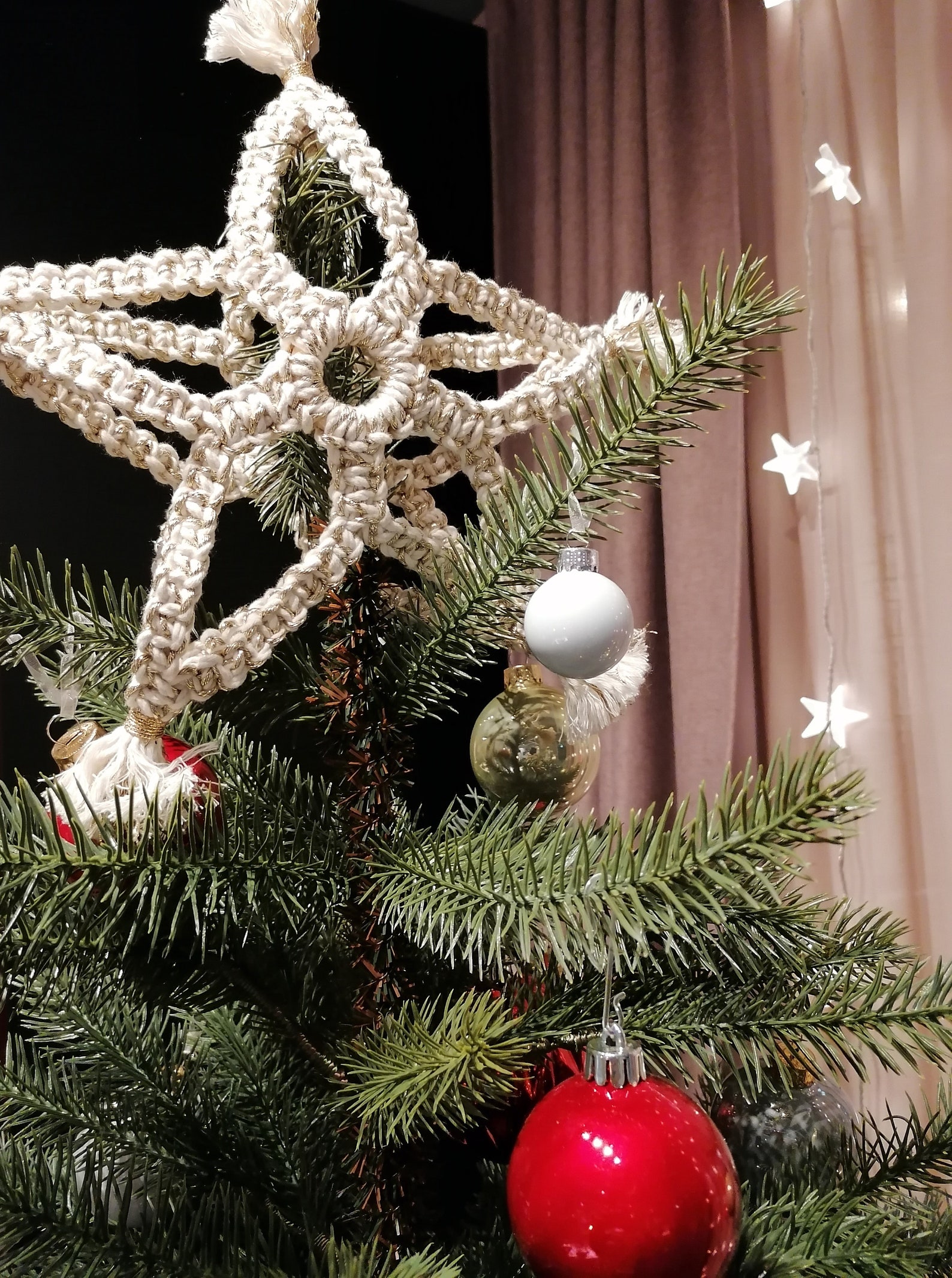 Merry and Bright Star Topper, Macrame Christmas Tree Topper Star ...