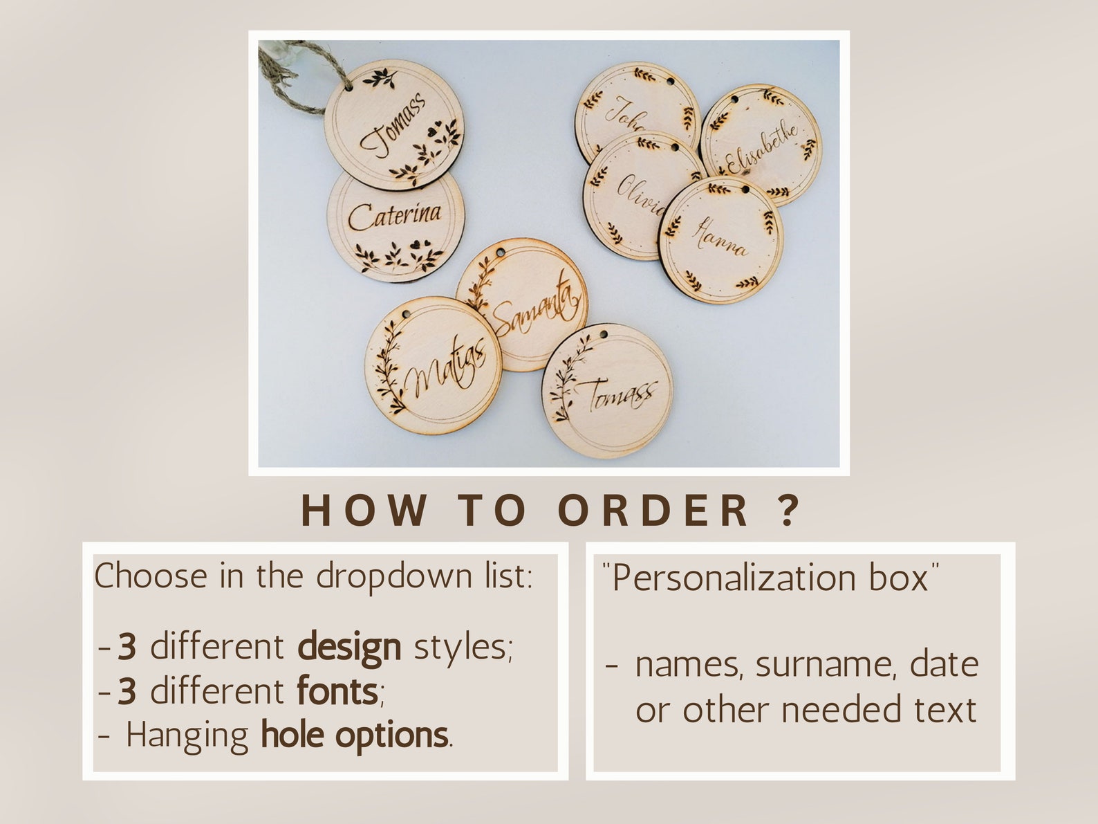 Wood Wedding Guests Favour Sign Custom Name Plates Table Place Card ...