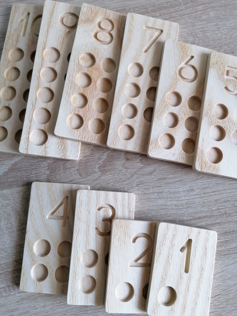 Montessori Counting Toy Wooden Tracing Boards Waldorf Wooden Math Toy ...