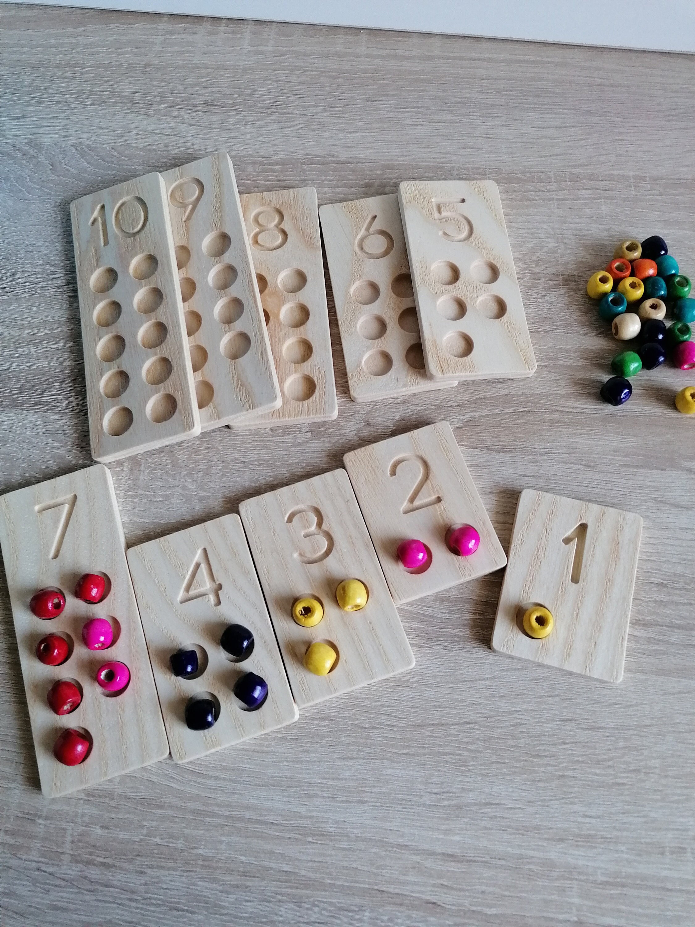 Montessori Counting Toy Wooden Tracing Boards Waldorf Wooden Math Toy ...