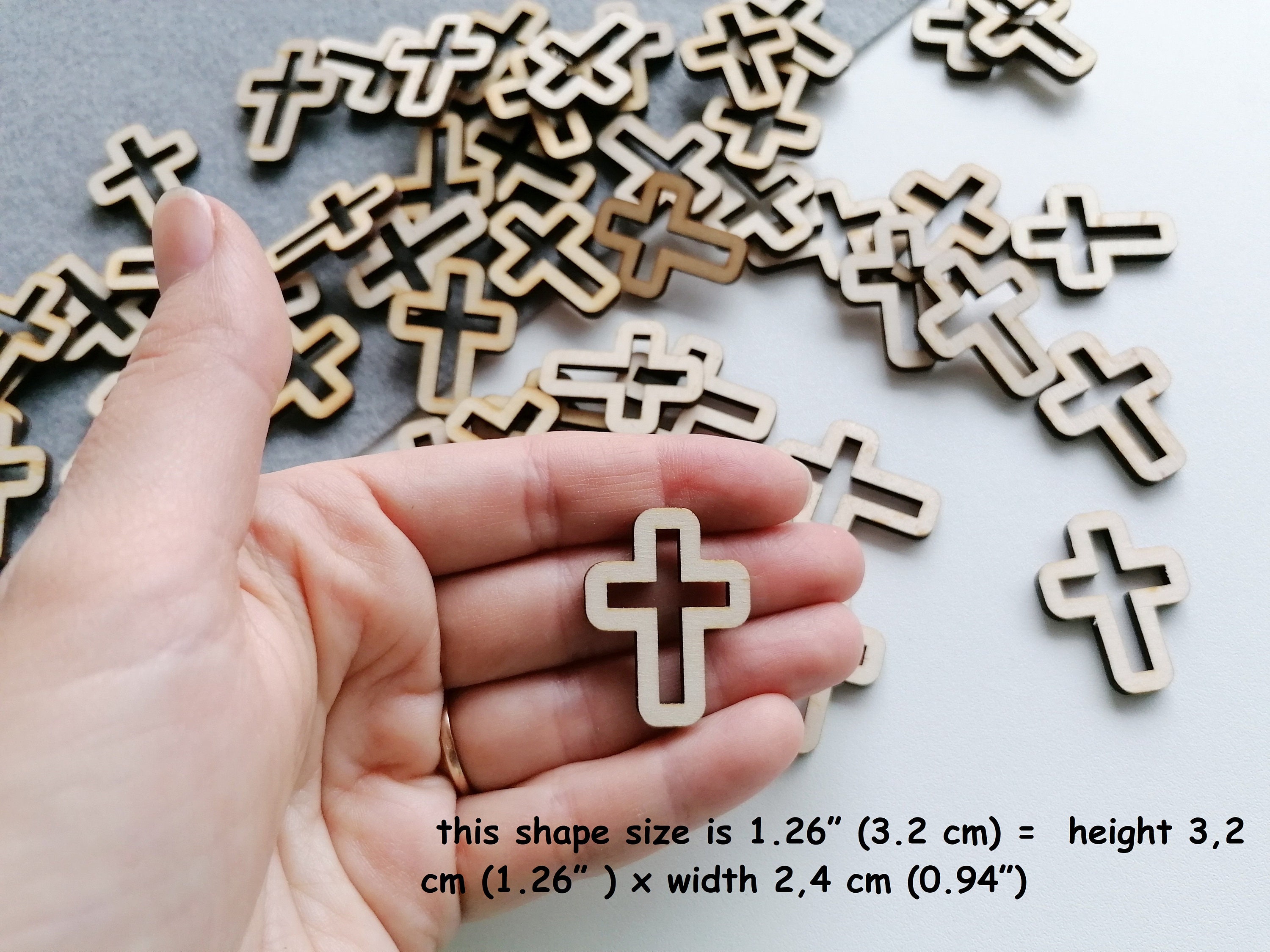 50 Pcs Wooden Crosses Tiny Cross Shape Cutout Laser Cut Small Crosses ...