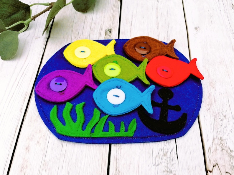Kids' OT Buttoning Practice, Montessori Fish Tank Color Match ...