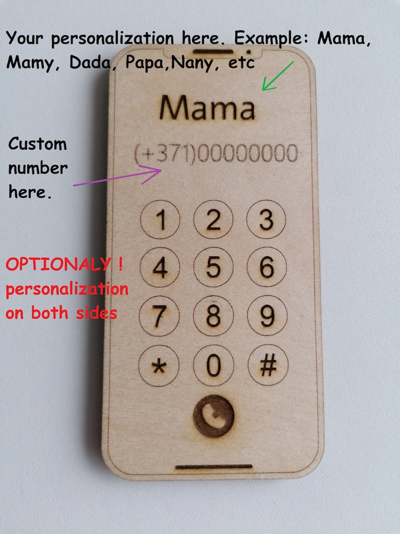 Personalized Wood Phone for Kid Help Learn Numbers, Montessori Child ...