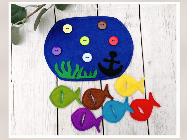 Kids' OT Buttoning Practice, Montessori Fish Tank Color Match ...