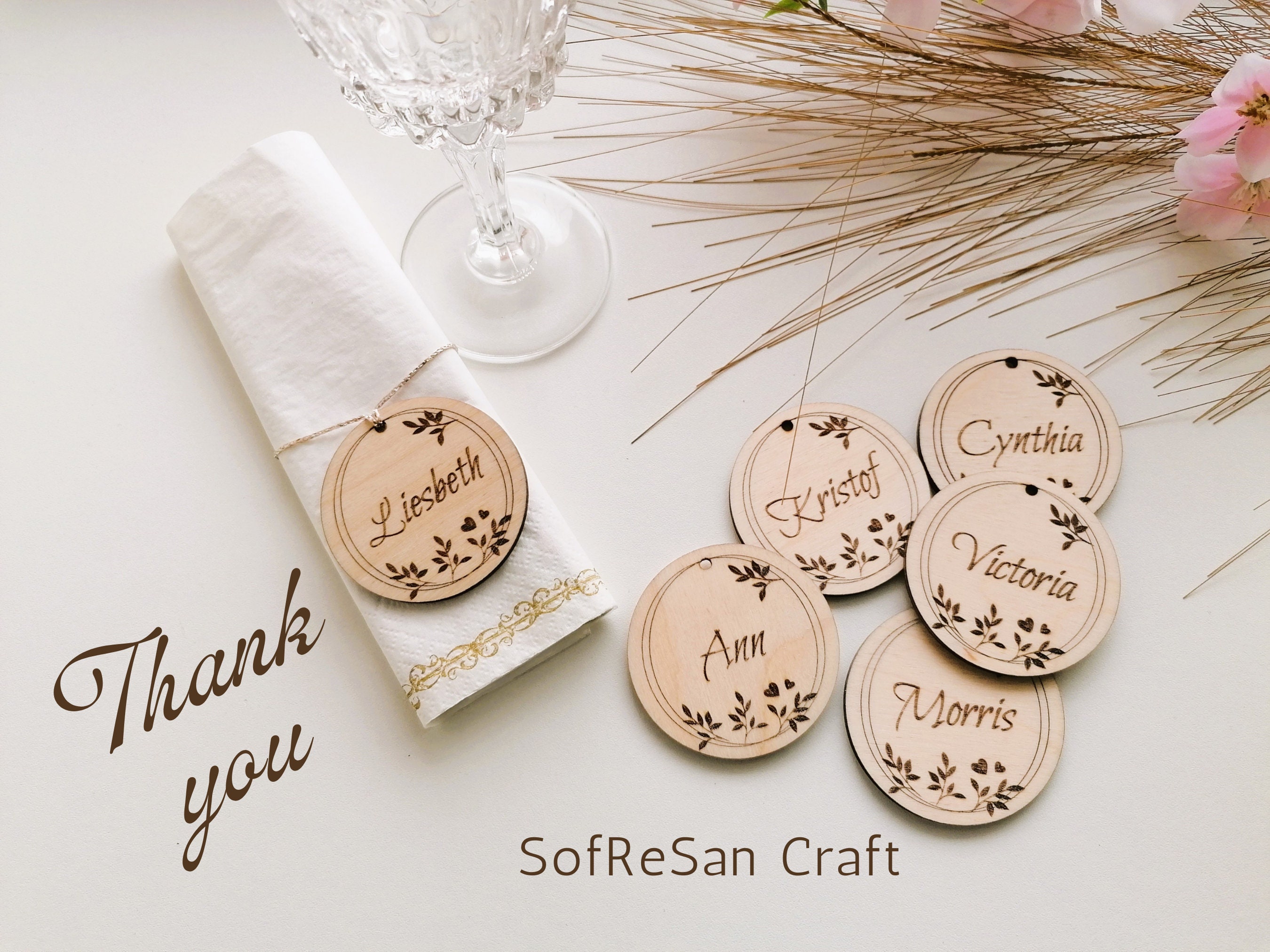Wood Wedding Guests Favour Sign Custom Name Plates Table Place Card ...