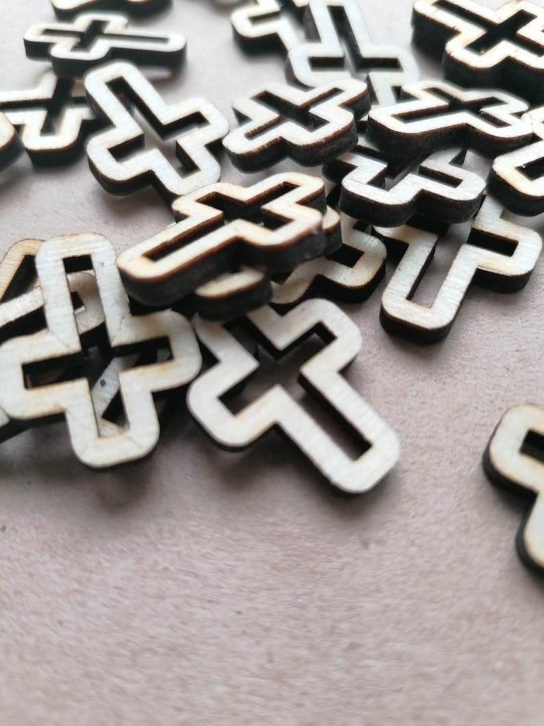 50 Tiny Wooden Crosses Cutouts, Little Hollow Birch Plywood, Blank ...