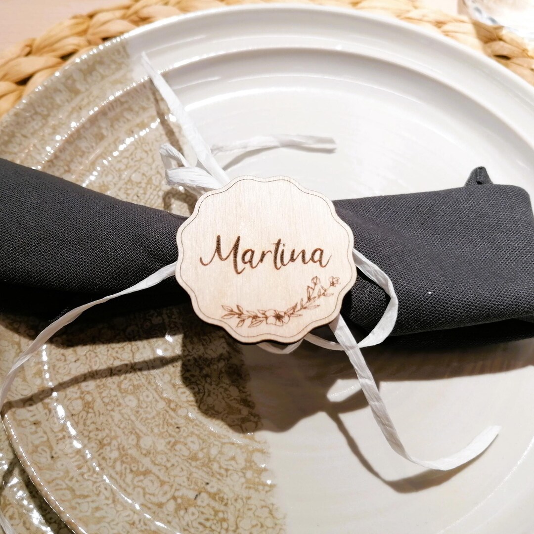 Custom Wavy Laser Cut Wooden Name Tags Personalized Wedding Place Cards ...