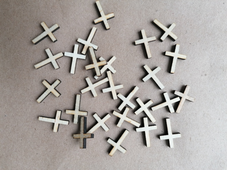 50 Rustic Wooden Cross Shape, Little Hollow Cross, Tiny Wooden Cross ...