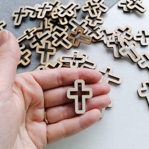50 Pcs Wooden Crosses Tiny Cross Shape Cutout Laser Cut Small Crosses ...