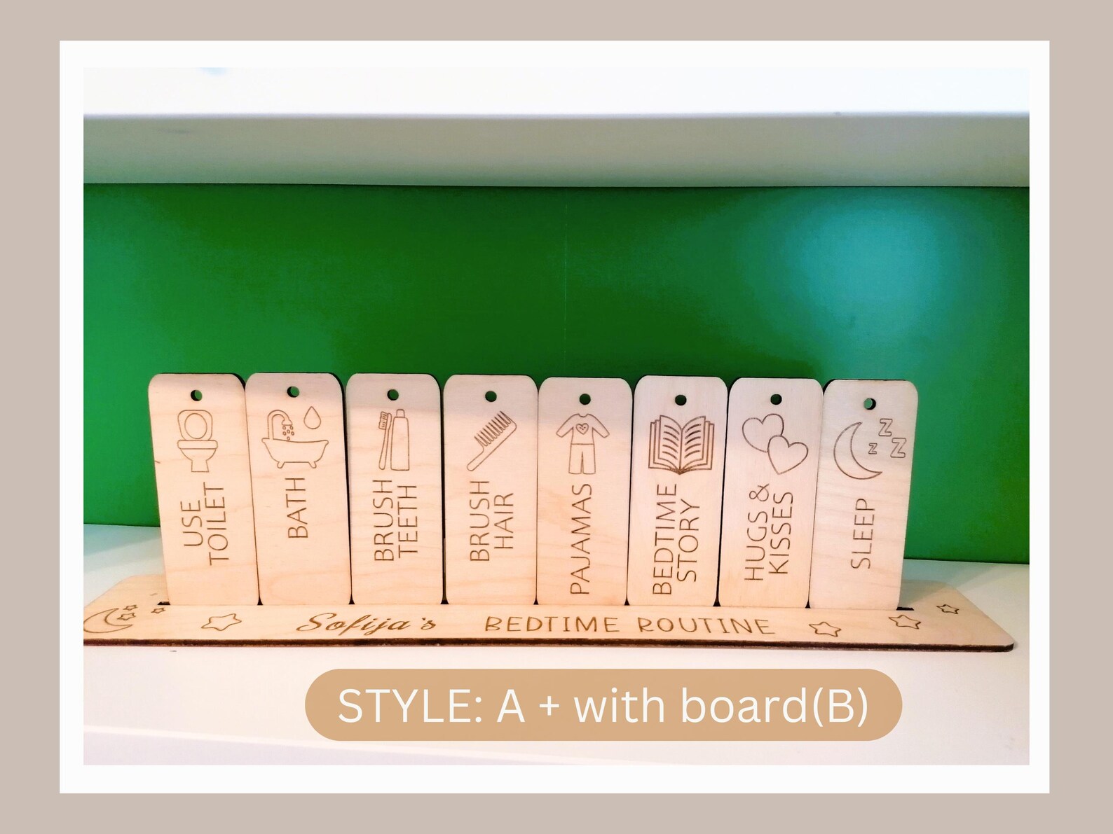 Personalized Bedtime Routine Toddler Chore Chart, Wood Flip Chart, Kids ...