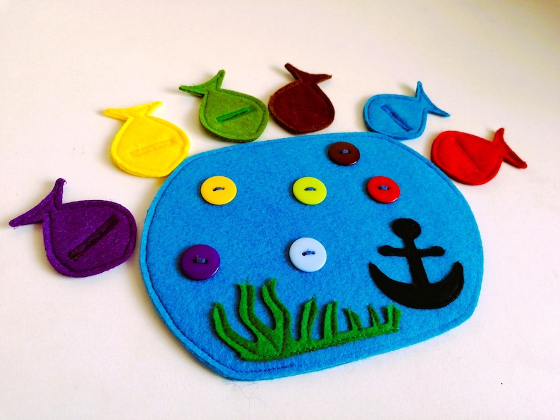 Kids' OT Buttoning Practice, Montessori Fish Tank Color Match ...