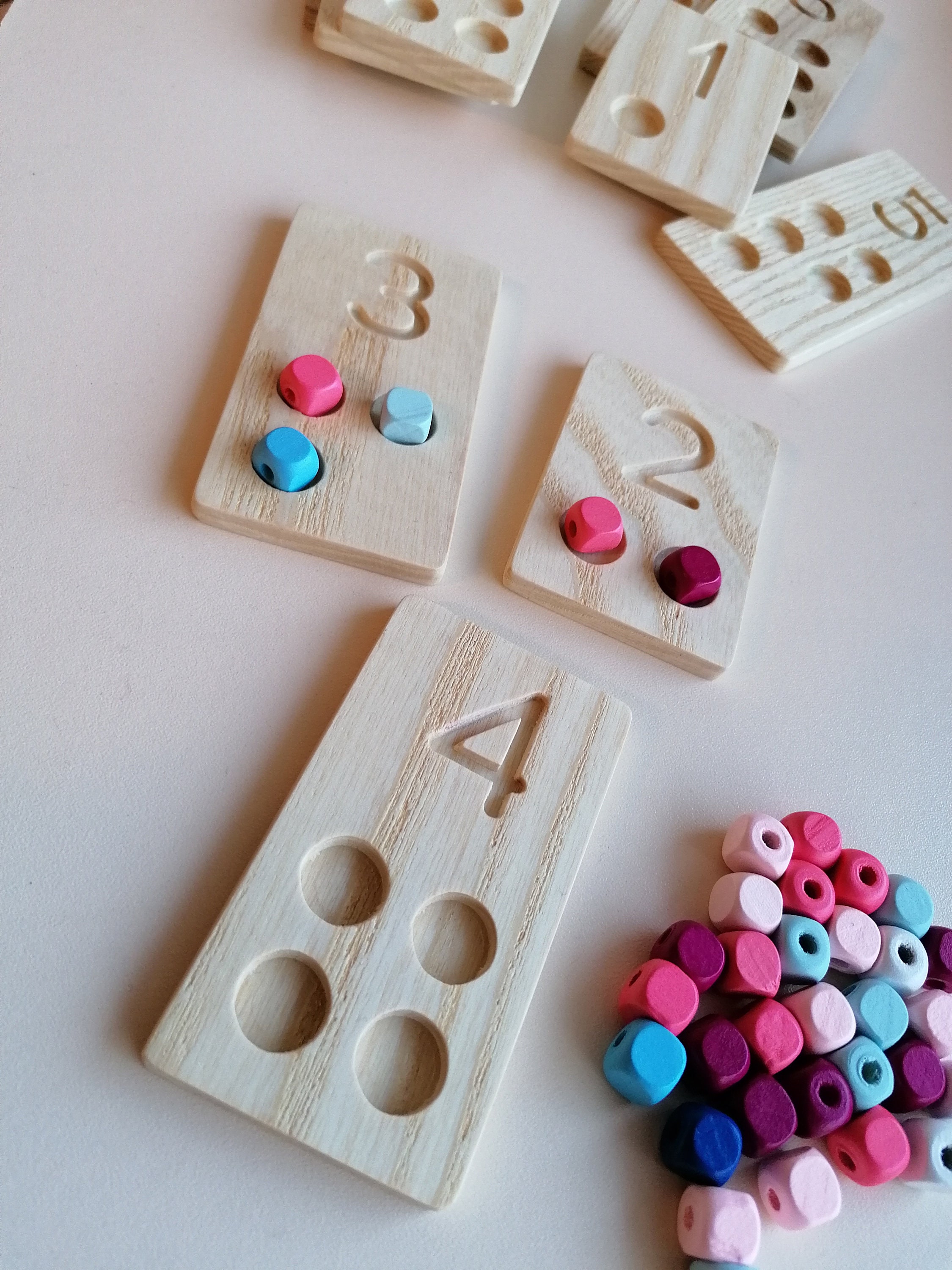 Montessori Counting Toy Wooden Tracing Boards Waldorf Wooden Math Toy ...