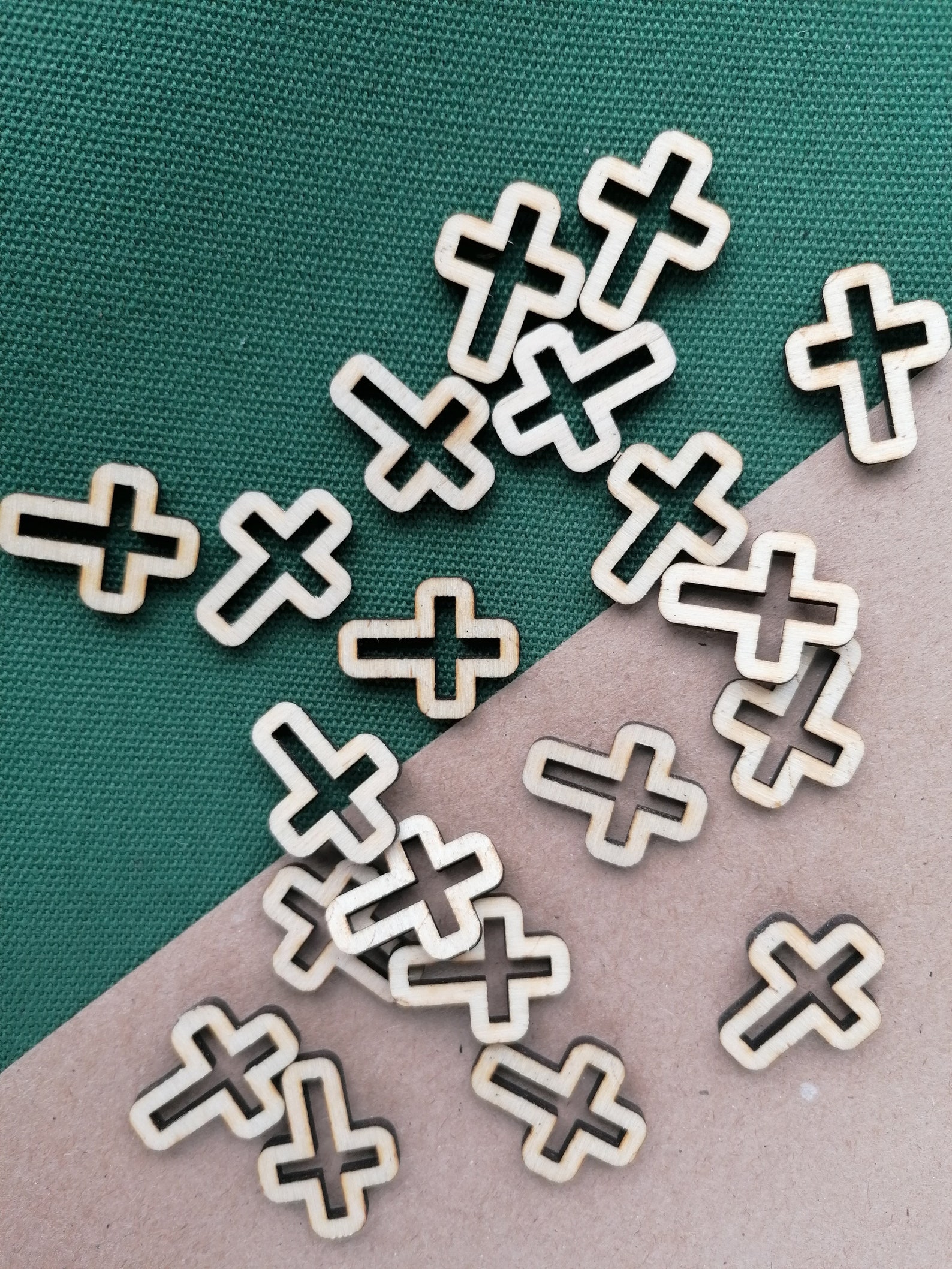 50 Tiny Wooden Crosses Cutouts, Little Hollow Birch Plywood, Blank ...