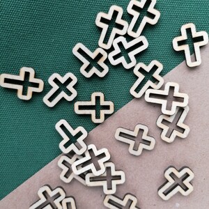 50 Tiny Wooden Crosses Cutouts, Little Hollow Birch Plywood, Blank Outline Cutouts, Mini ...