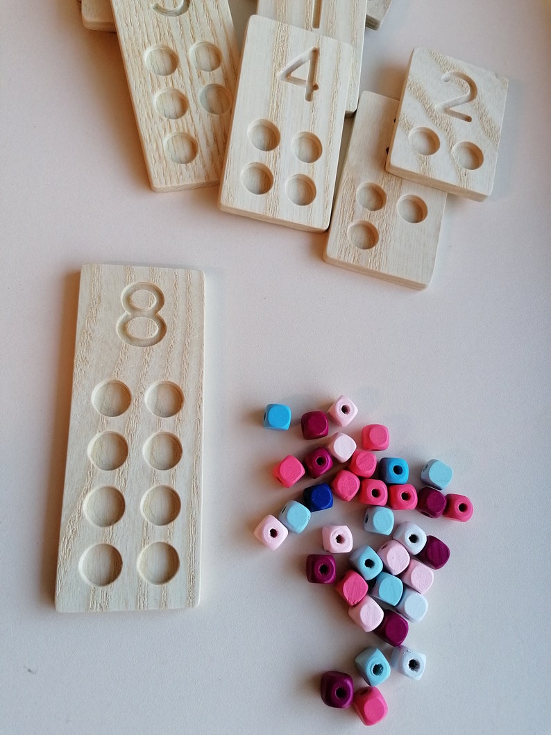 Montessori Counting Toy Wooden Tracing Boards Waldorf Wooden Math Toy ...