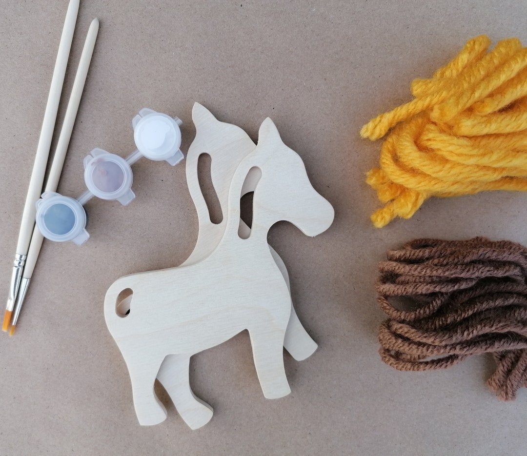 Montessori Horse Craft Kids Kit. Pony Kid Craft Set, Paint, Brush and ...
