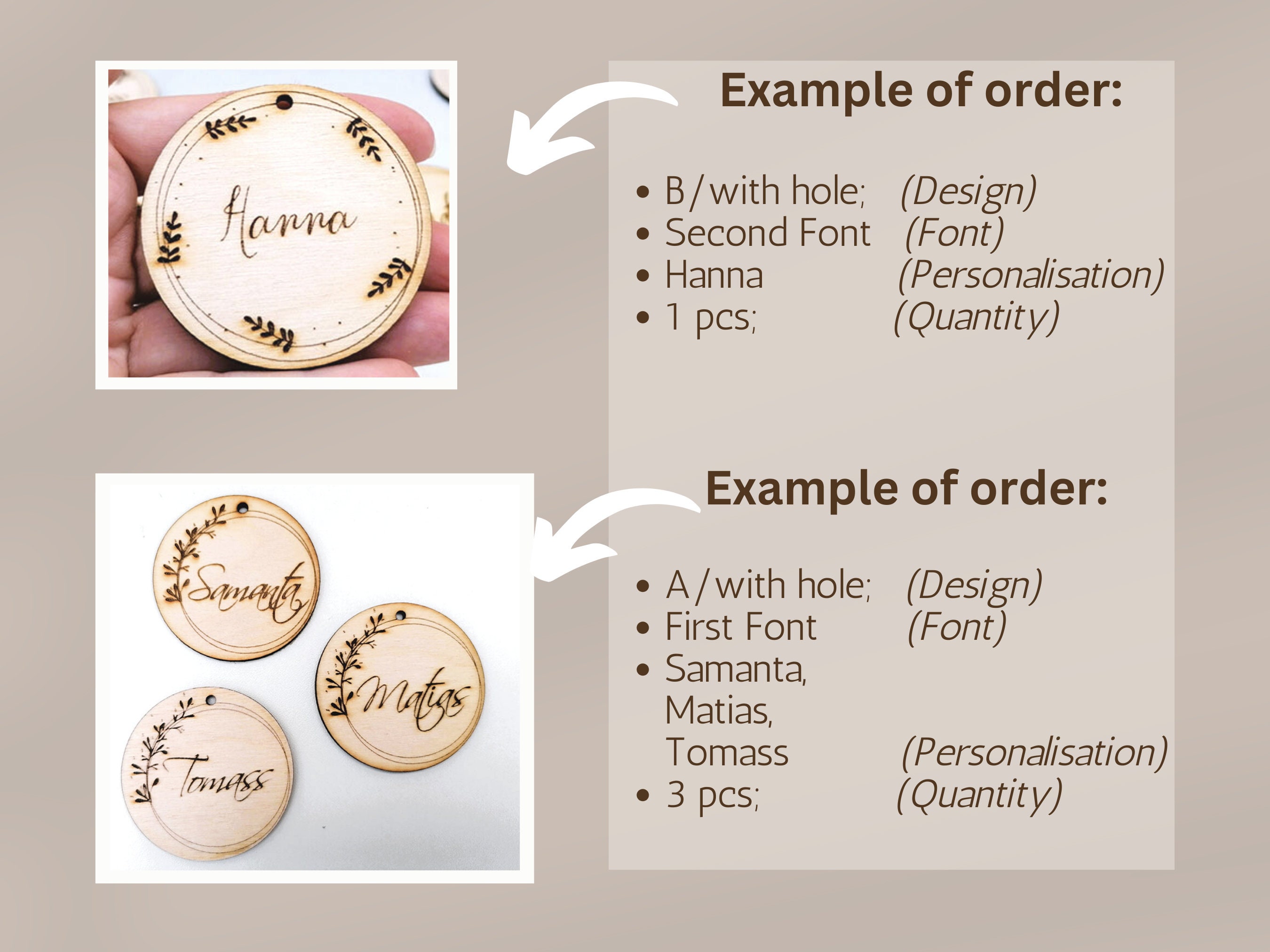Wood Wedding Guests Favour Sign Custom Name Plates Table Place Card ...