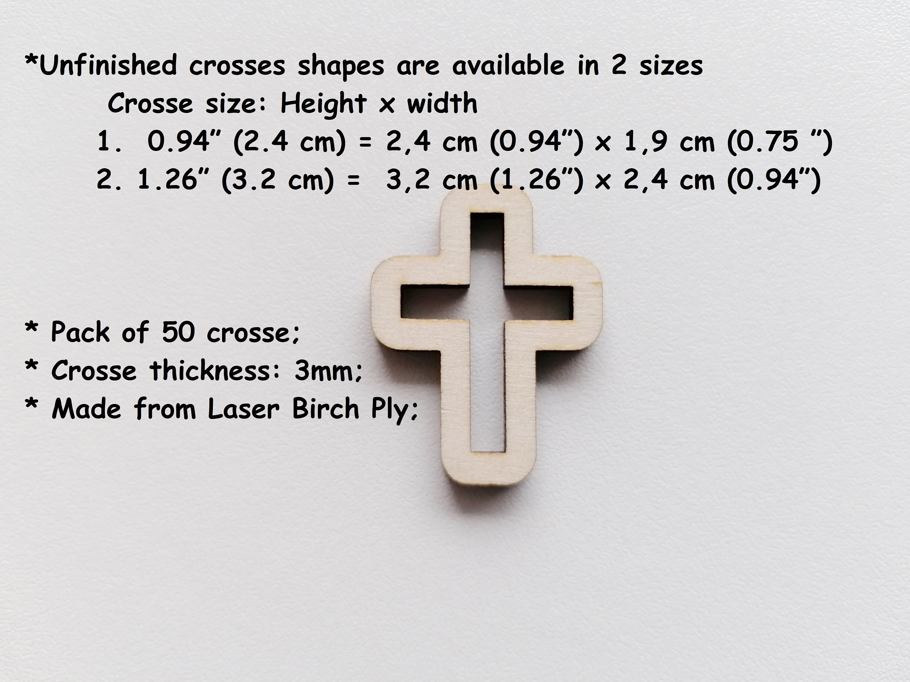 50 Pcs Wooden Crosses Tiny Cross Shape Cutout Laser Cut Small Crosses ...