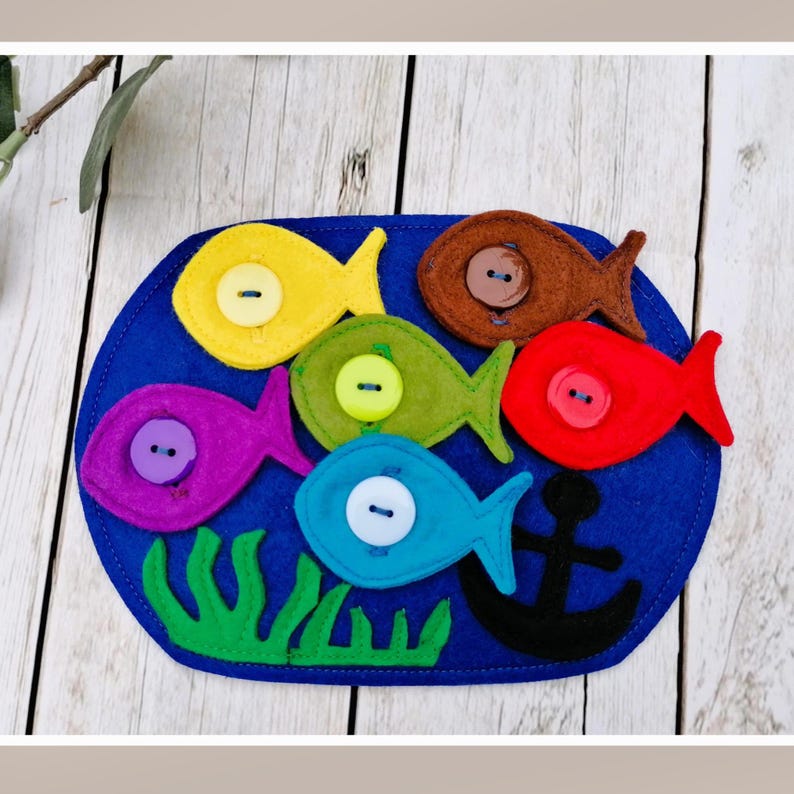 Kids' OT Buttoning Practice, Montessori Fish Tank Color Match ...