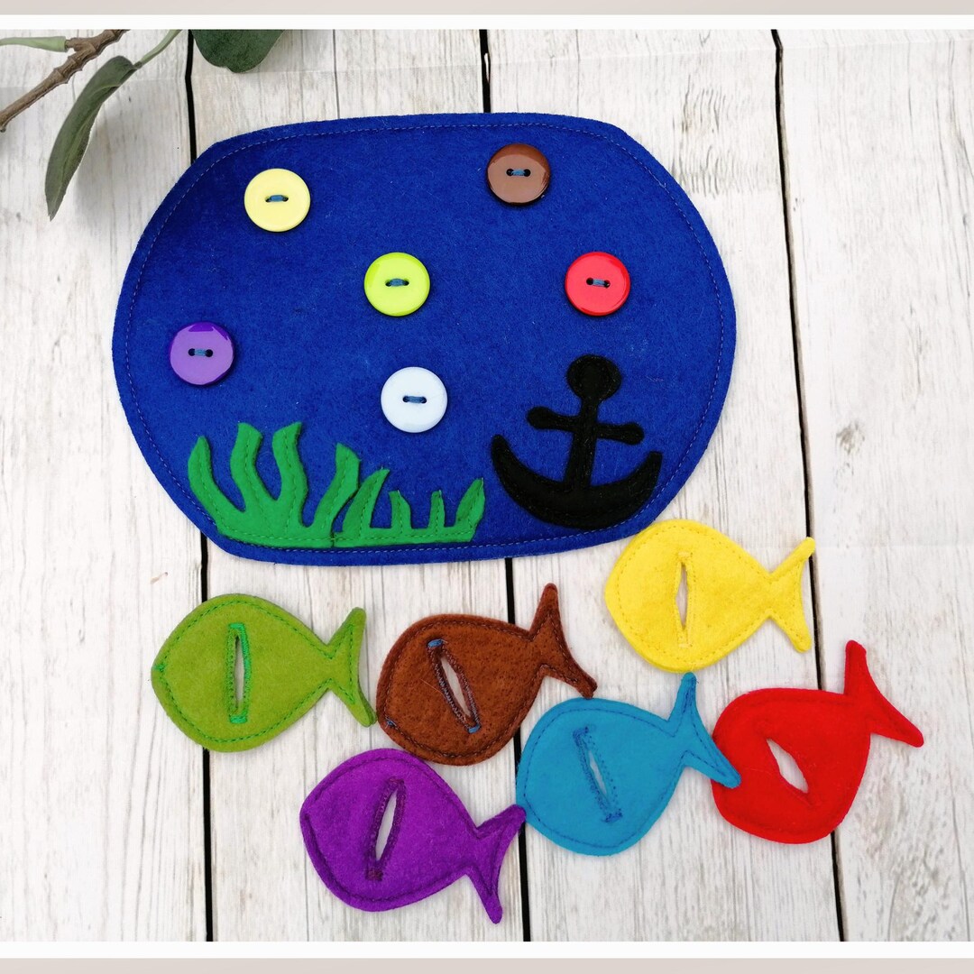 Kids' Montessori Fish Tank Buttonig Toy, Fine Motor Skills, Button ...