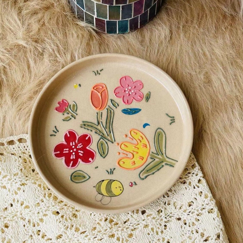 Ceramic Flower Plate - Etsy