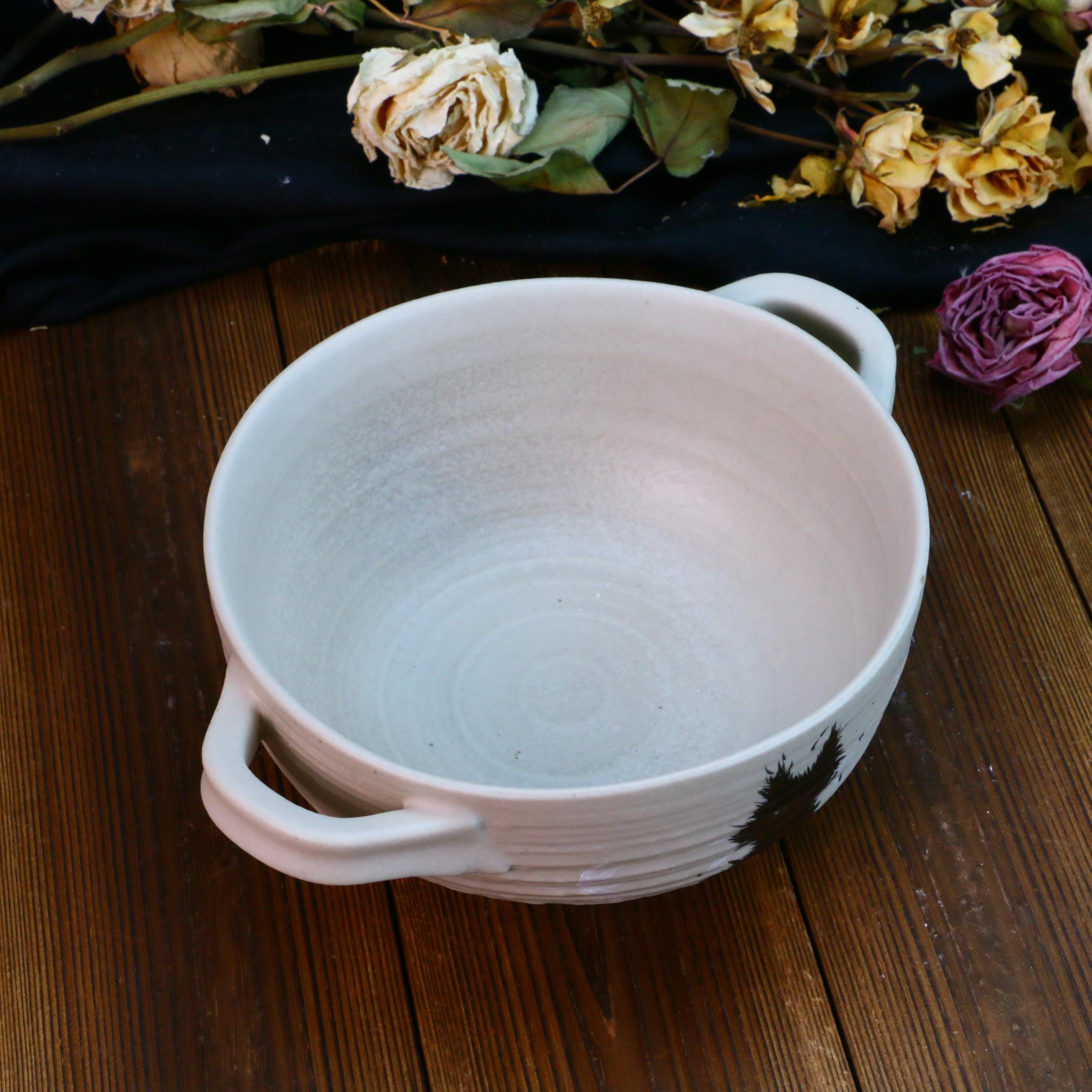 Black Cat Ramen Bowl: Handmade Ceramic Anime Dish With Handles - Etsy