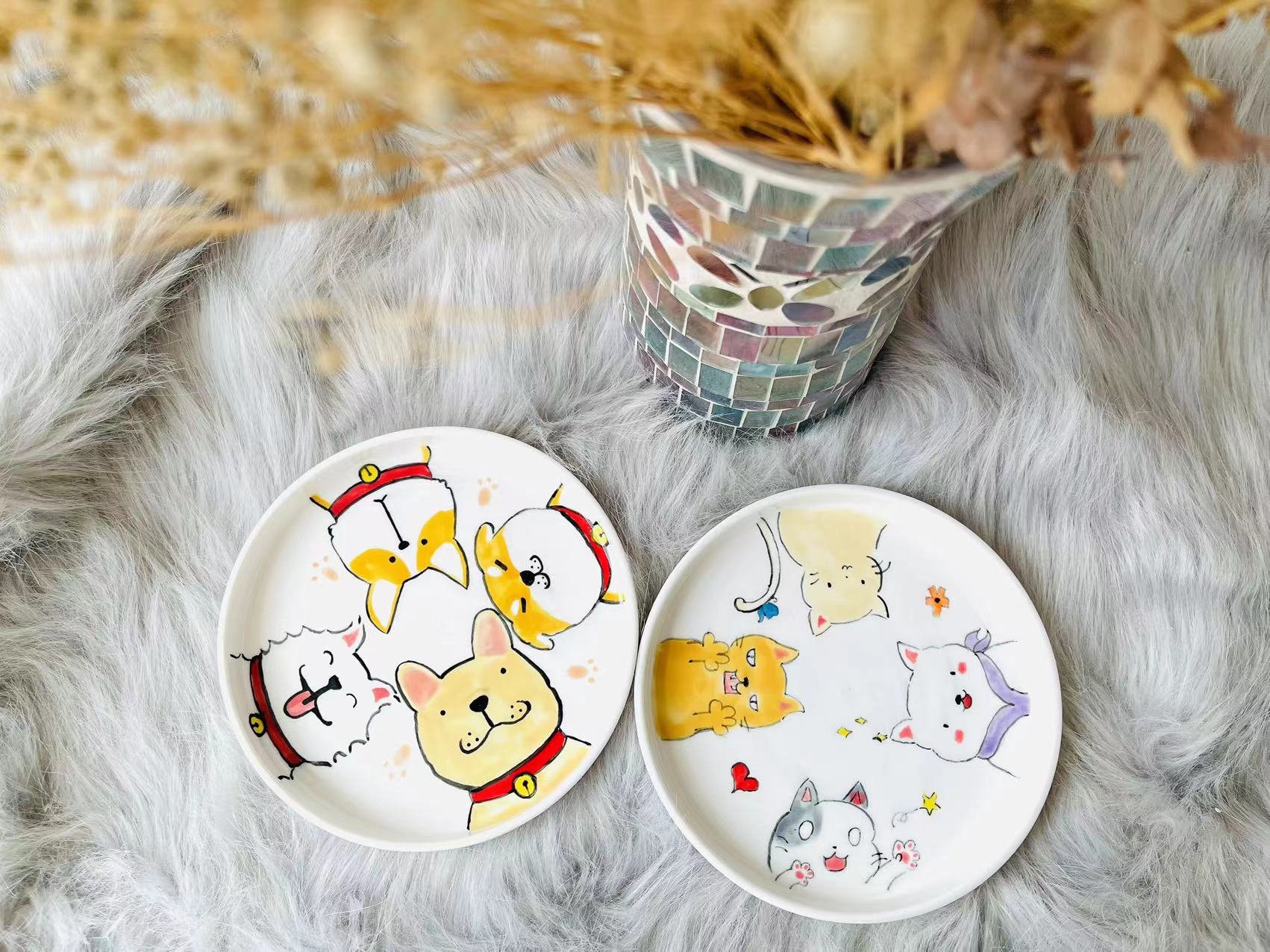 Ceramic Dinnerware With Hand-painted Cartoon Critters 8 Ins - Etsy