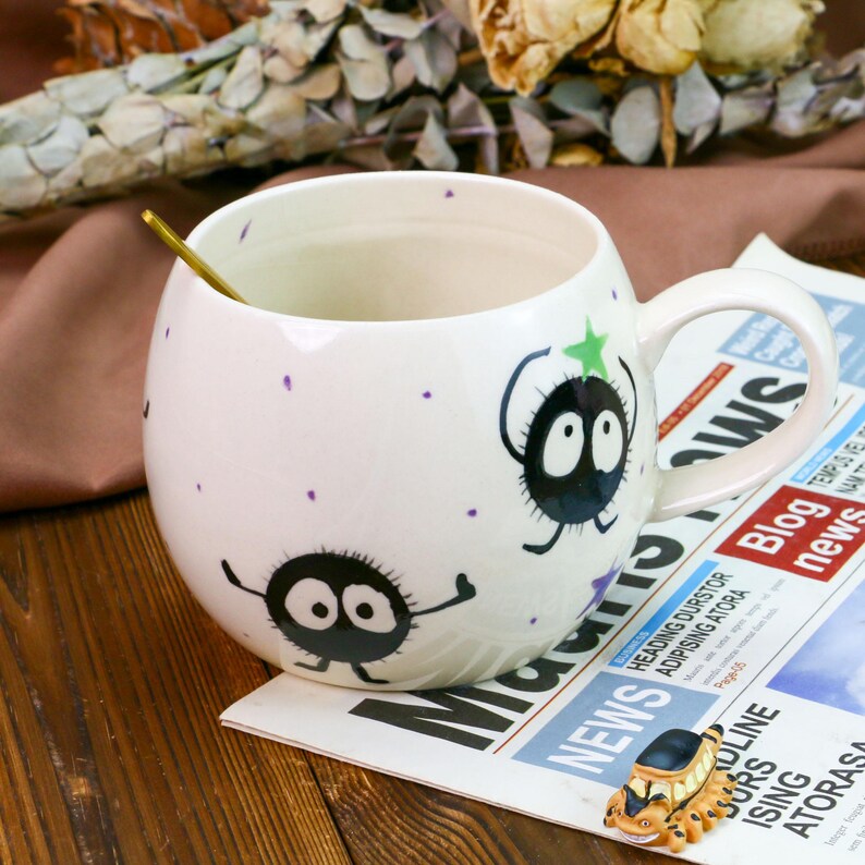 Kawaii Dust Wizard Coffee Mug – Hand-painted Ceramic Cup With Hidden ...