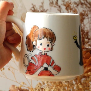 Hand-painted White Mug With Japanese Anime Art, Personalized Anime ...