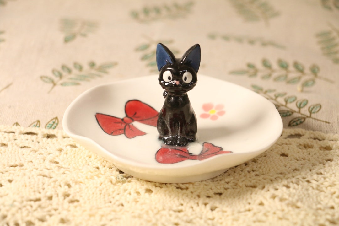 Kawaii 3D Black Cat Pottery Ring Dish, Handmade Ceramic Jewel Holder ...