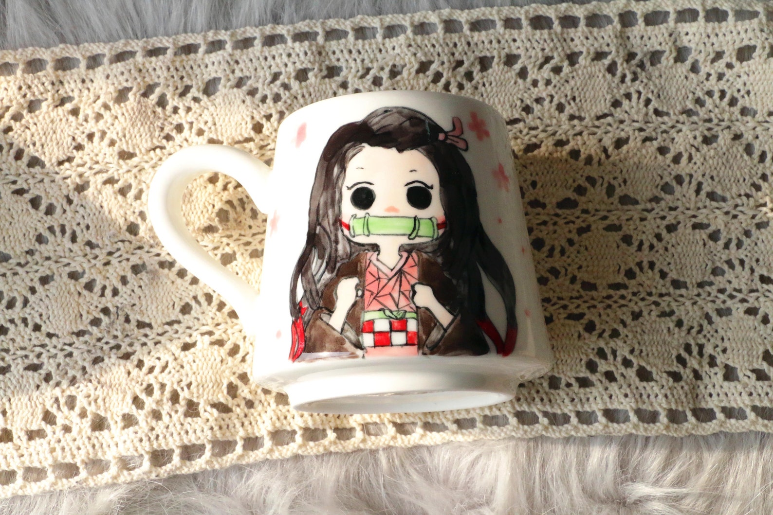 Hand-painted White Mug With Japanese Anime Art, Personalized Anime ...