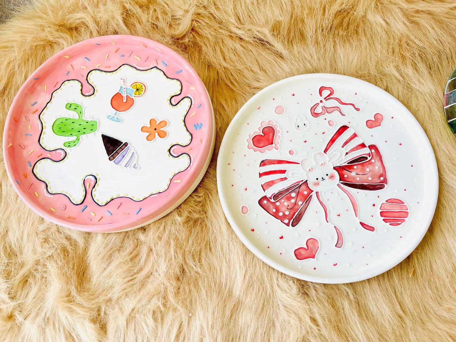 Hand-painted Ceramic Plates - Whimsical Designs - Etsy